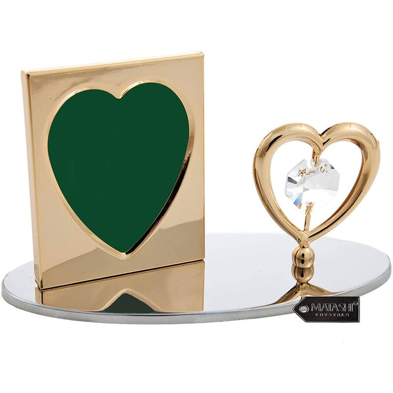 24K Gold Plated Picture Frame with Crystal Heart Figurine - N/A - On ...