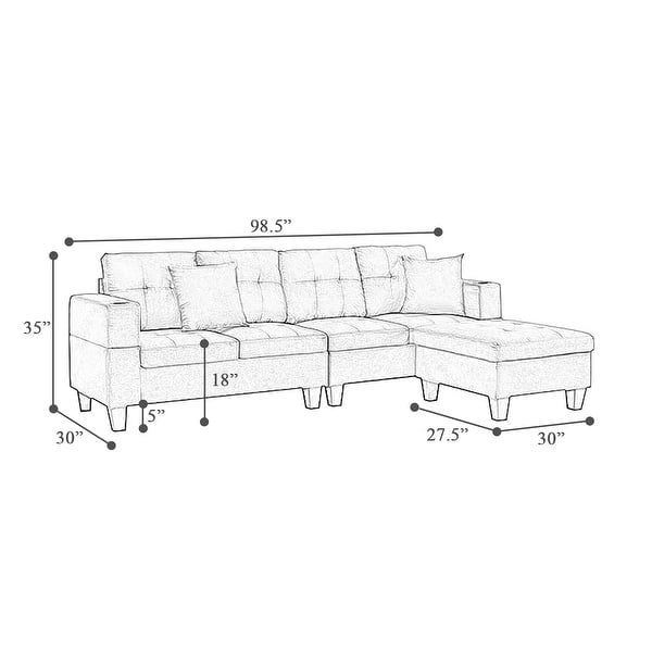 Modern L shape sectional sofa,Left and right interchangeable,with ...
