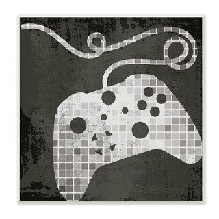 Stupell Video Game Controller Outline Geometric Square Pattern Wood ...
