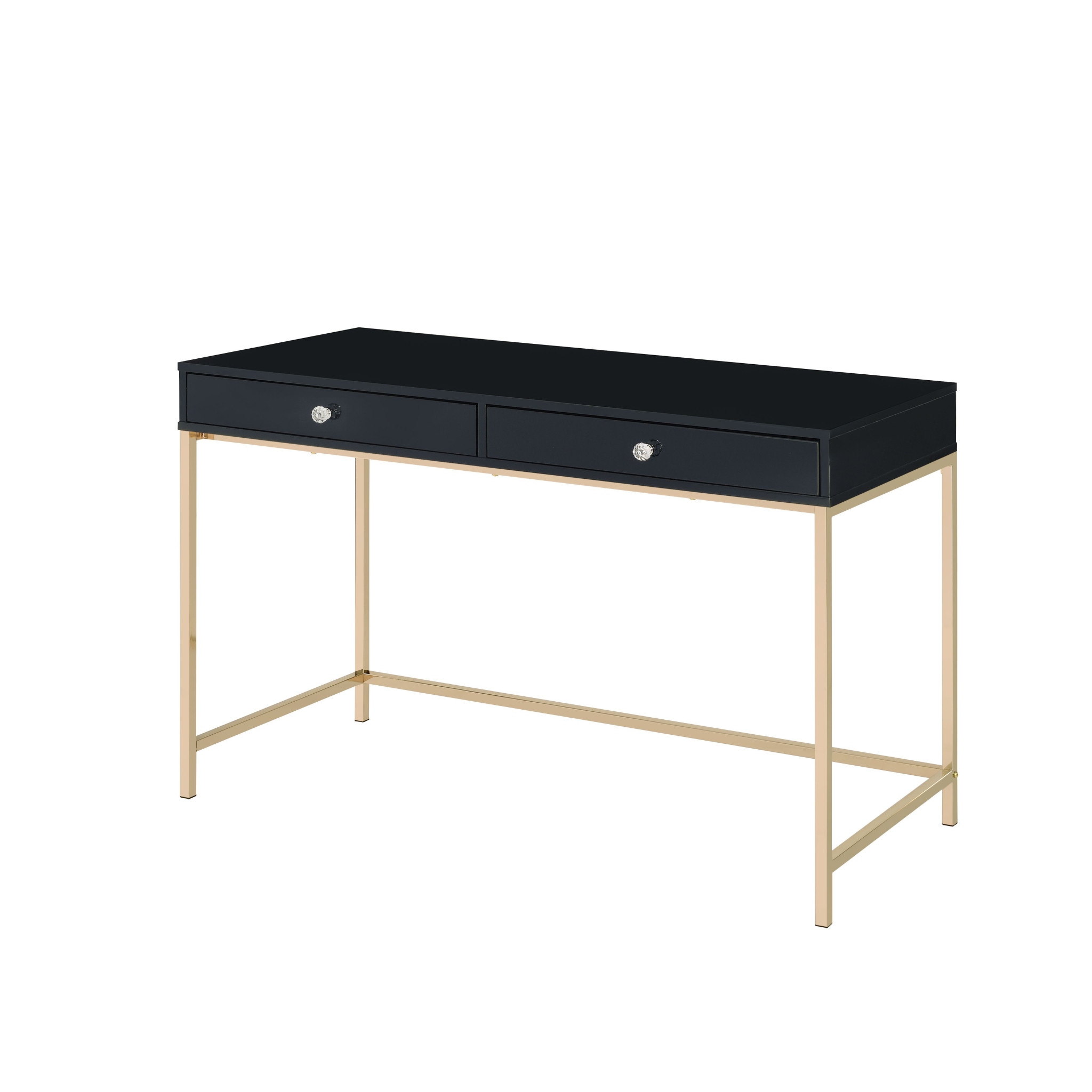 HomeRoots47 Black And Gold Wood Writing Desk With Two Drawers Bed Bath Beyond 37891856