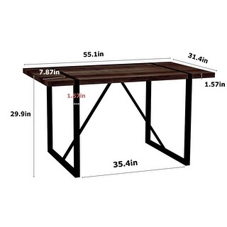55"Rustic Industrial Rectangular MDF Walnut color Dining Table - Bed ...
