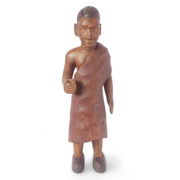 Handmade Great Ewe King Wood Sculpture (Ghana) - 17" H x 5.5" W x 3.9 ...