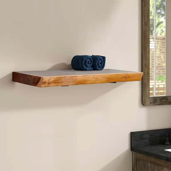 Home Soft Things Teak Shelf With Live Edge Wooden Wall Shelves - On ...