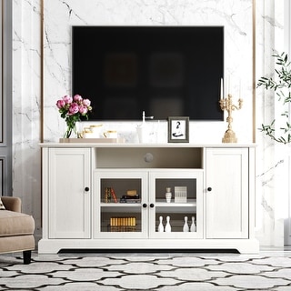 65 inch TV Stand with 2 Tempered Glass Doors - Bed Bath & Beyond - 35561014