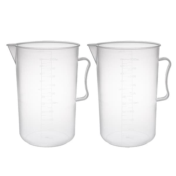 2pcs Laboratory Clear PP Plastic 2000mL Graduated Measuring Cup Handled Beaker - Bed Bath ...