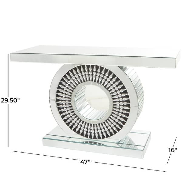 Silver Glass Mirrored Crystal Console Table - Bed Bath & Beyond - 37957893