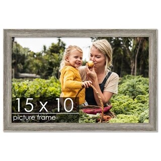 15x10 Distressed/Aged Contrast Grey Complete Wood Picture Frame with UV ...