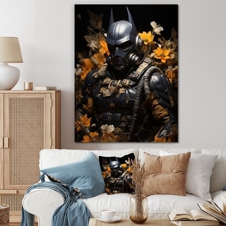Designart "Gotham Greenery Batman Blooms" Pop Art Wall Art Black - Glam ...