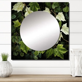 Designart "Ivory Ivy Green Leaves Canopy I" Leaves Wall Mirror - Floral ...