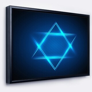 Designart "Neon Star of David" Abstract Framed Canvas Art Print - Bed ...