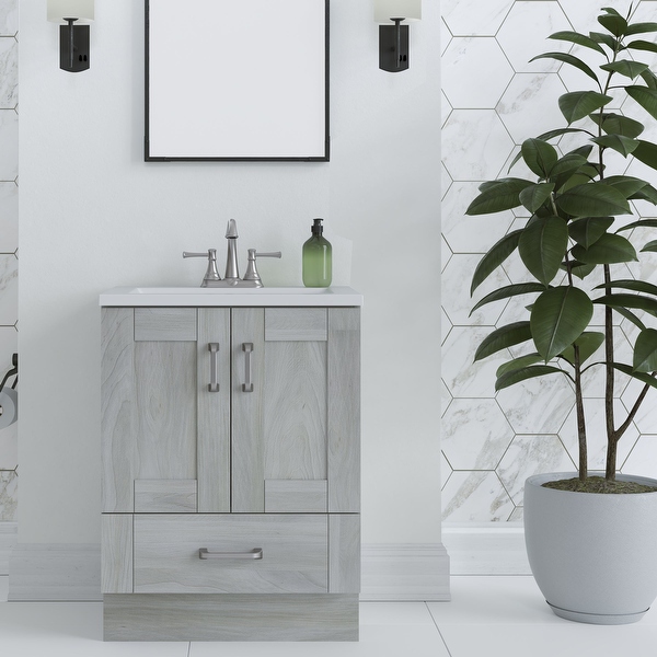 Spring Mill Cabinets Noelani 24 Bathroom Vanity With 2 Door Cabinet Drawer and White Sink Top On Sale Bed Bath Beyond 36575771