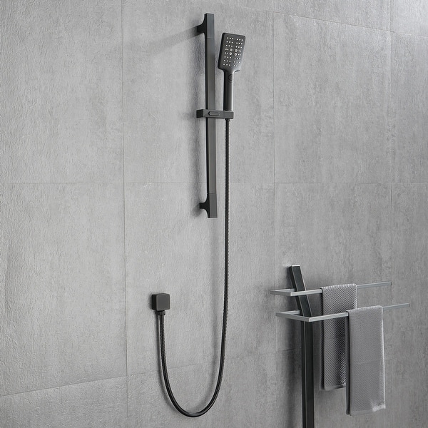 Wall Mounted Handheld Shower with 27.5 Inch Slide Bar and Hose Matte ...