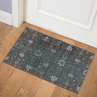 SUZANI DISTRESSED CHARCOAL & TEAL Doormat By Kavka Designs - Bed Bath ...