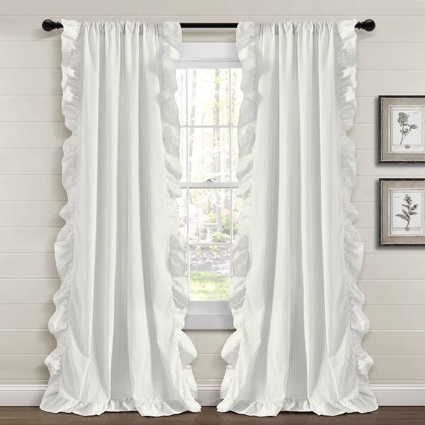Lush Decor Farmhouse Reyna Ruffle Window Curtain Panels - Bed Bath ...