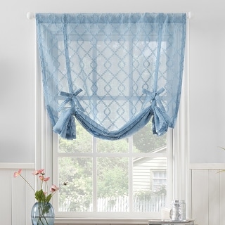 No. 918 Tina Geometric Clipped Semi-Sheer Rod Pocket Window Tie-up ...