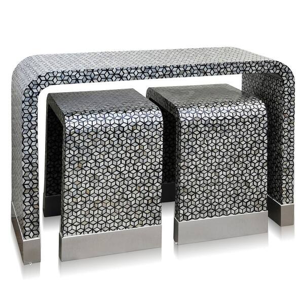 Nested Waterfall Tables - Set of 3 - Mother of Pearl Mosaic - Bed Bath ...