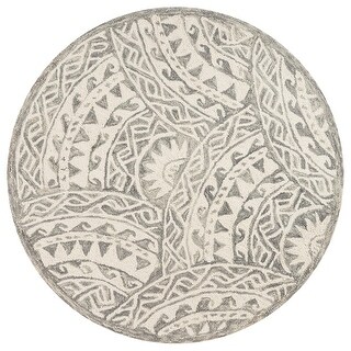 6' Round Gray Decorative Waves Area Rug - 3'6" - Bed Bath & Beyond ...