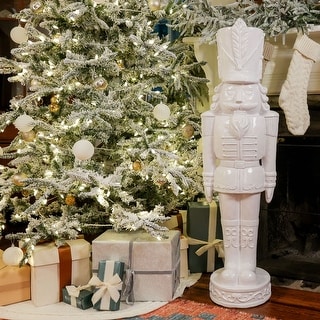 Fraser Hill Farm 4-Ft Nutcracker Soldier in Glossy White - Bed Bath ...