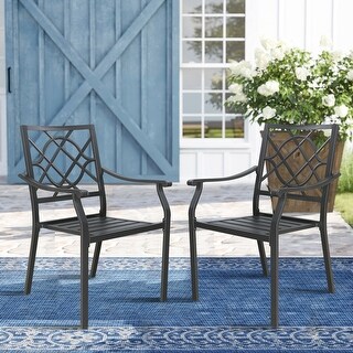 Patio Dining Chairs Outdoor Chair Set with Steel Frame and Armrest ...