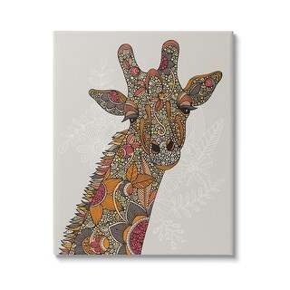 Stupell Pleasant Giraffe Animal Intricate Floral Fractal Details Canvas ...
