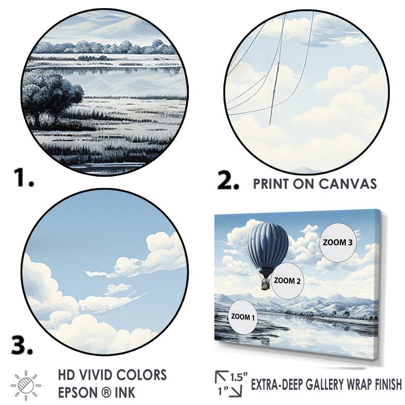 Designart "Hot Air Balloon Adventure Dessert I" Hot Air Balloon Framed ...