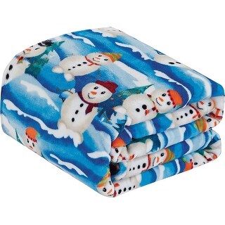 Velvet Touch Holiday Throw Fleece Blanket (50" x 60") - Snowman Friends ...