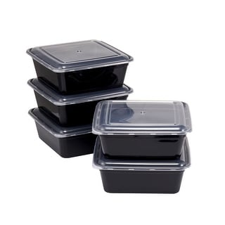 8 Cup Tall Square Meal Prep Containers, 5-Pack with Lids - Stackable ...