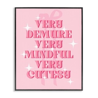 Stupell Pink Demure Mindful & Cutesy Framed Giclee Art Design By Lil ...