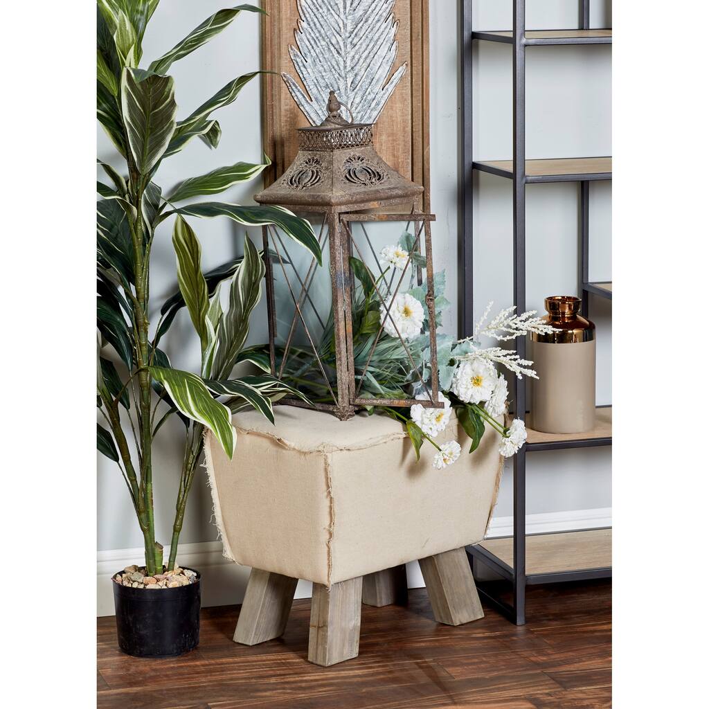 White MDF Rustic Stool 17 x 19 x 12 - 19 x 12 x 17 - Overstock - 19559694