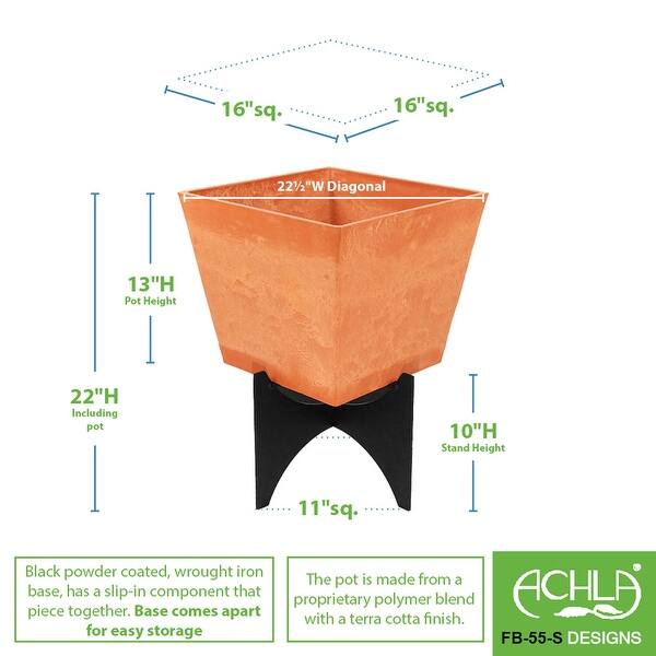 Achla Designs Small Modern Zaha Planter II With Stand, 22 Inch Tall ...