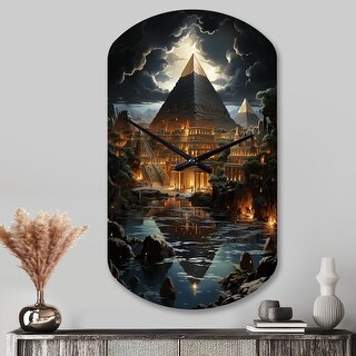 Designart - Pyramid Ancient Echoes I - Egypt Large Wall Clocks ...