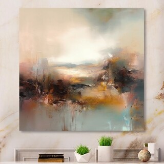 Designart "Brown Abstracted Nature Iii" Abstract Landscape Canvas ...