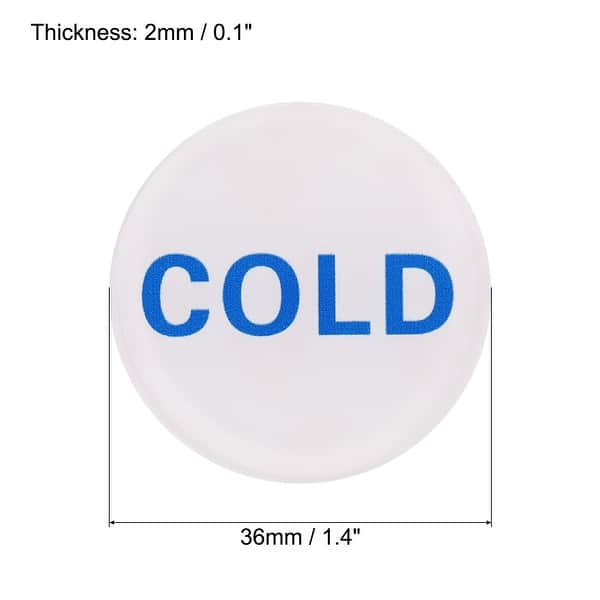 Self Stick Hot/Cold Water Label Acrylic Round Sticker Signs for Faucet ...