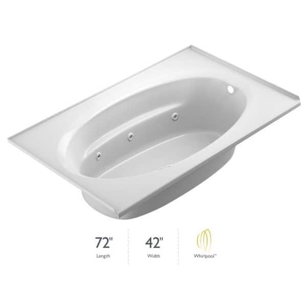 Jacuzzi 72" x 42" Signature Drop In Whirlpool Bathtub with 6 Jets, Air ...