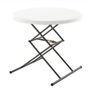 Living and More 32inch Height-Adjustable Round Table, TV Tray, Portable ...