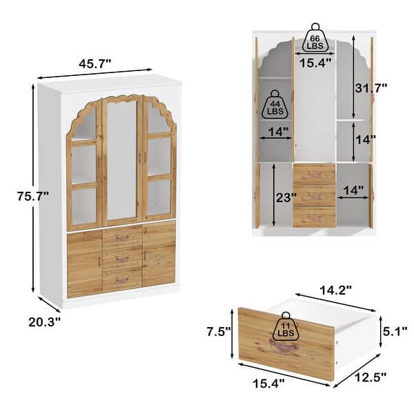 Classic Elegance Armoire Expandable Rustic Wardrobe with Glass Door ...
