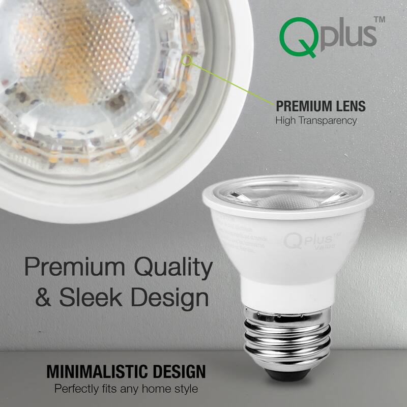 QPLUS PAR16 LED Bulb, 50W Equivalent, 500 Lumens, Dimmable, Enclosed Fixture Rated, ETL, Damp ...