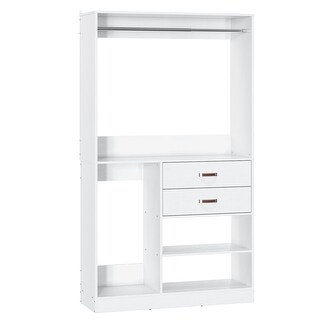 Geren Freestanding Walk-in Closet Organizer System Hanging Rod Wardrobe ...