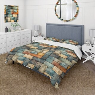 Designart "Rustic Modern Cubic Farmhouse Planks" Brown Abstract Bedding ...