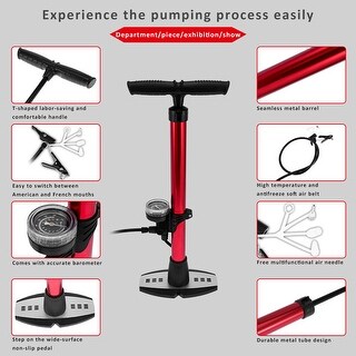 Bike Pump Bicycle Tire Air Pump With Gauge & Smart Valve Head 160 Psi ...