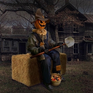 Motion-Activated Smiling Jack The Shovel-Wielding Sitting Scarecrow ...