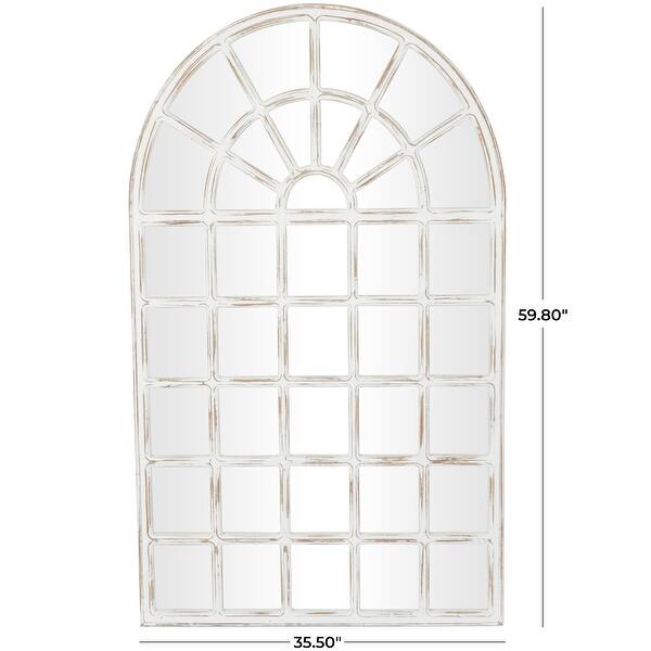 White Wooden Window Pane Wall Mirror with 28 Mirror Panes - 36"W, 60"H ...