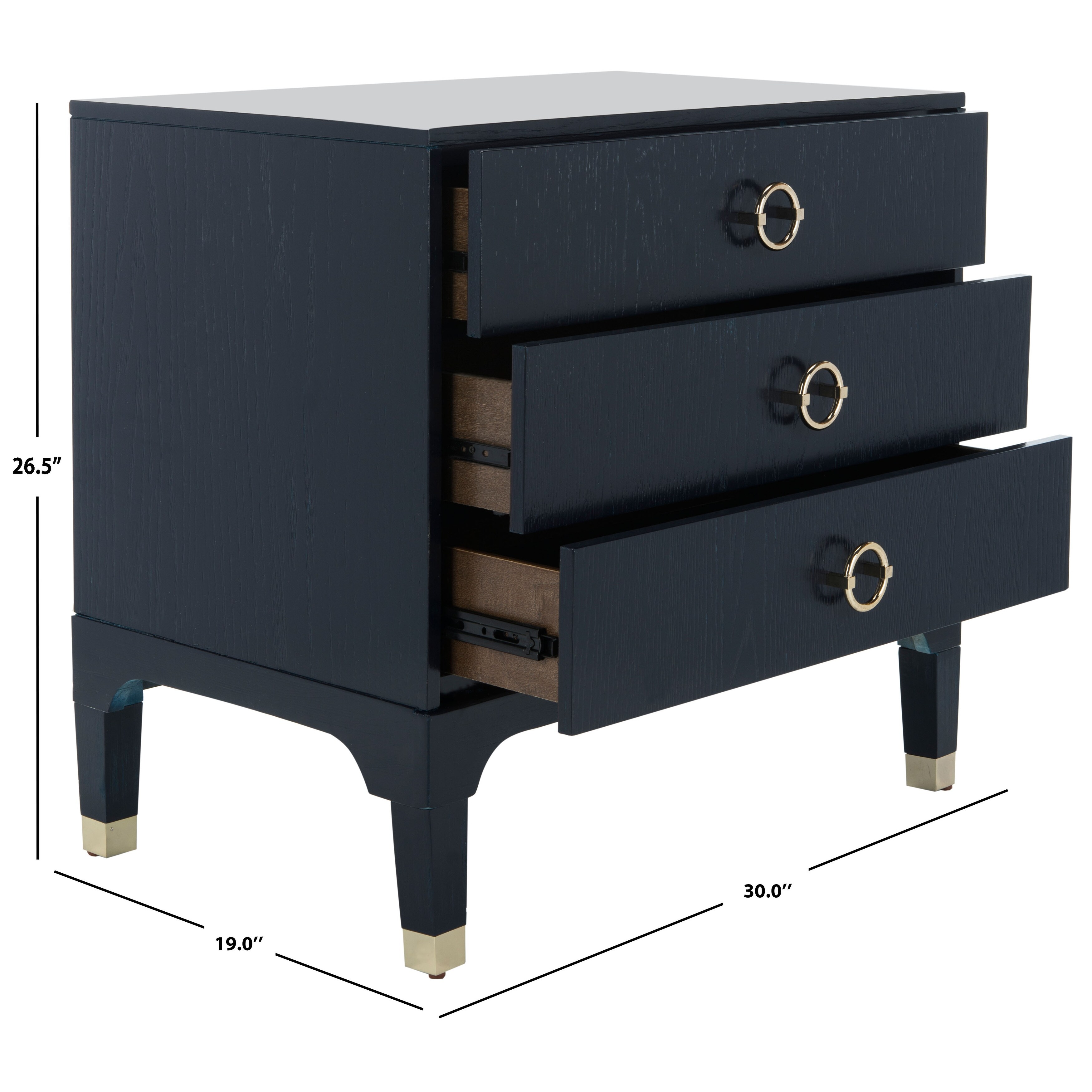 SAFAVIEH Lorna Navy 3 drawer Night Stand On Sale Bed Bath Beyond 21185479