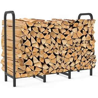 4ft Firewood Rack Holder, Adjustable Heavy-Duty Log Stacker, Black ...