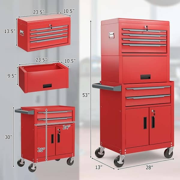 Large Rolling Tool-Chest Heavy Duty Tool-Cabinet on Wheels w/ Drawers ...