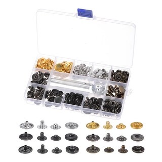 2 Boxes 60 Sets/Box Snap Fasteners Kit 15mm with 4 Setter Tools ...