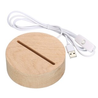 LED Light Round Wooden 3.94" Dia White Light Display Base Stand Wood ...