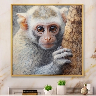 Designart "Wild Monkey I" Animals Monkey Framed Wall Art Living Room ...