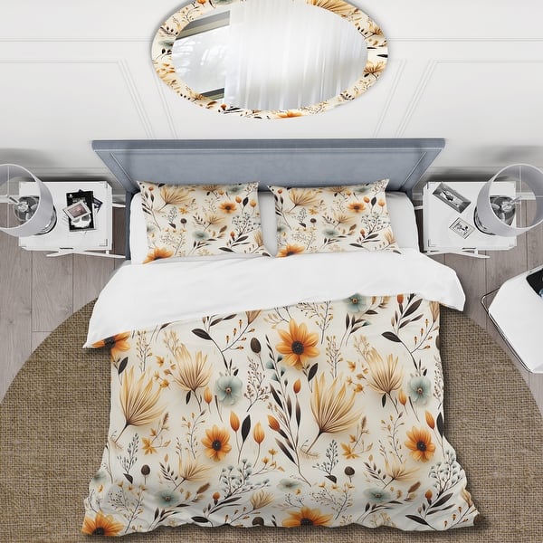 Designart "Minimalism Beige Ferns Pattern VI" cottage bedding covert ...