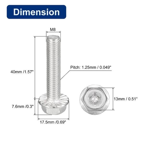 Phillips Hex Head Flange Bolts, 5pcs 304 Stainless Steel Screws - Bed ...